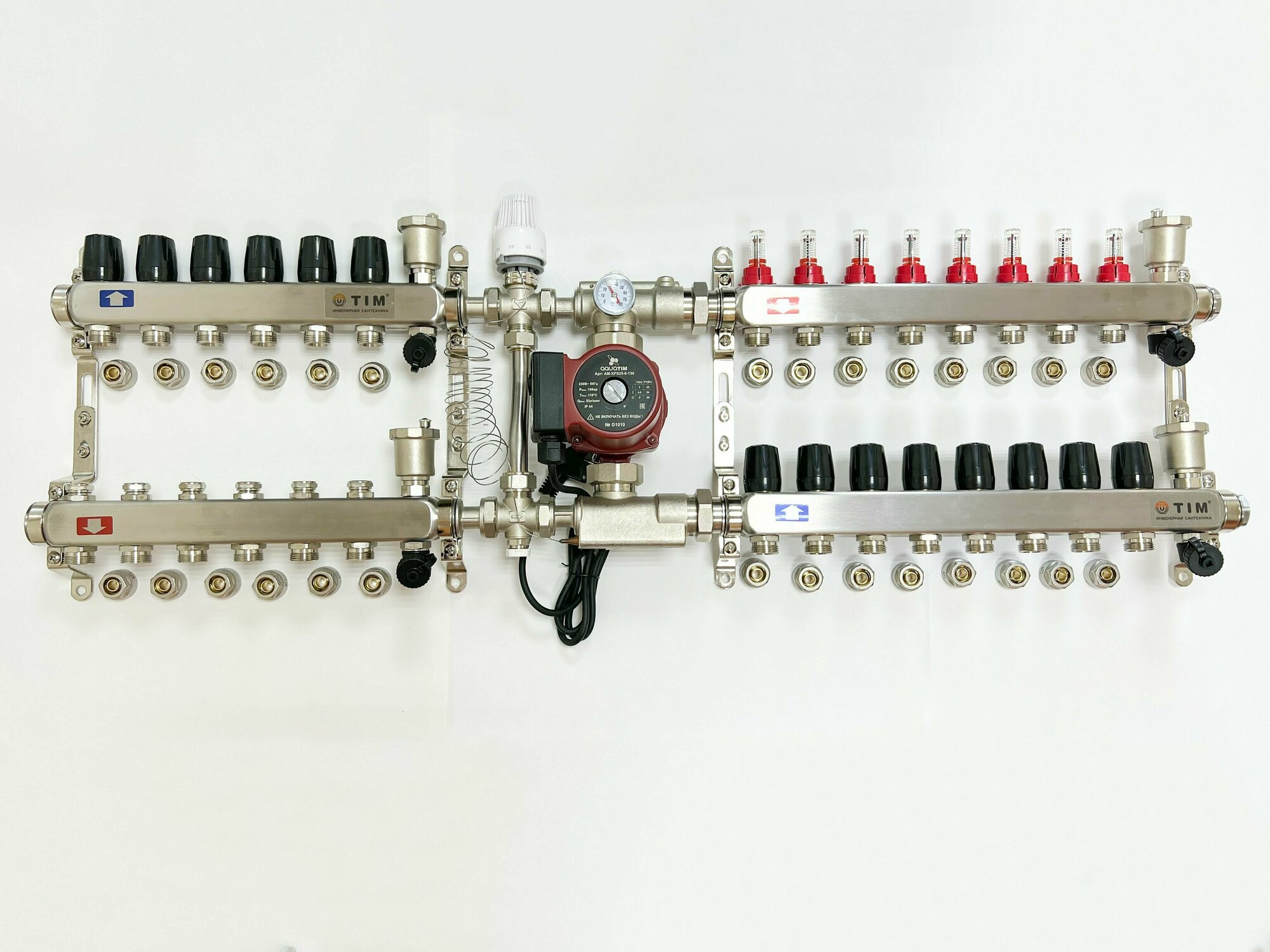 Комплект для подключения тёплого водяного пола (до 100 м2) на 8 выходов и радиаторов отопления 6 штук