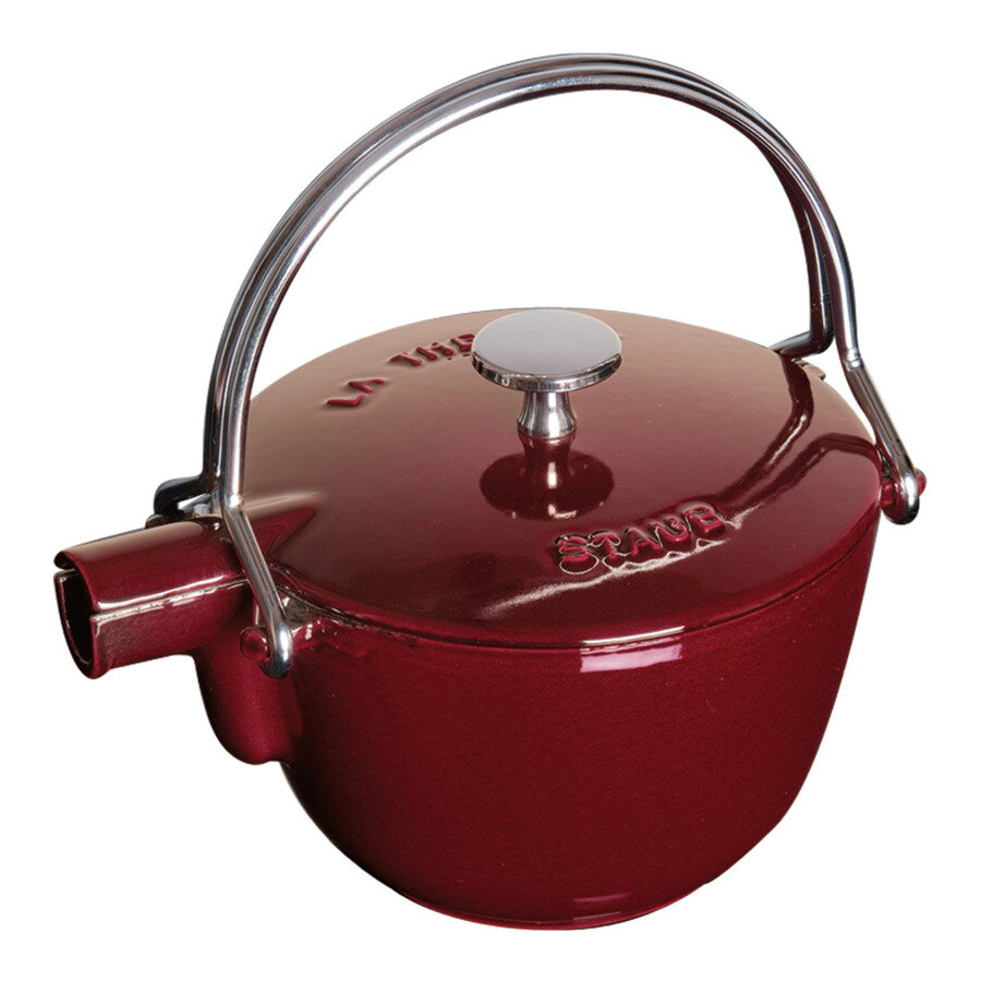 Чайник круглый Staub 16,5 см, 1,15 л, чугун, гранатовый, для чая и кофе