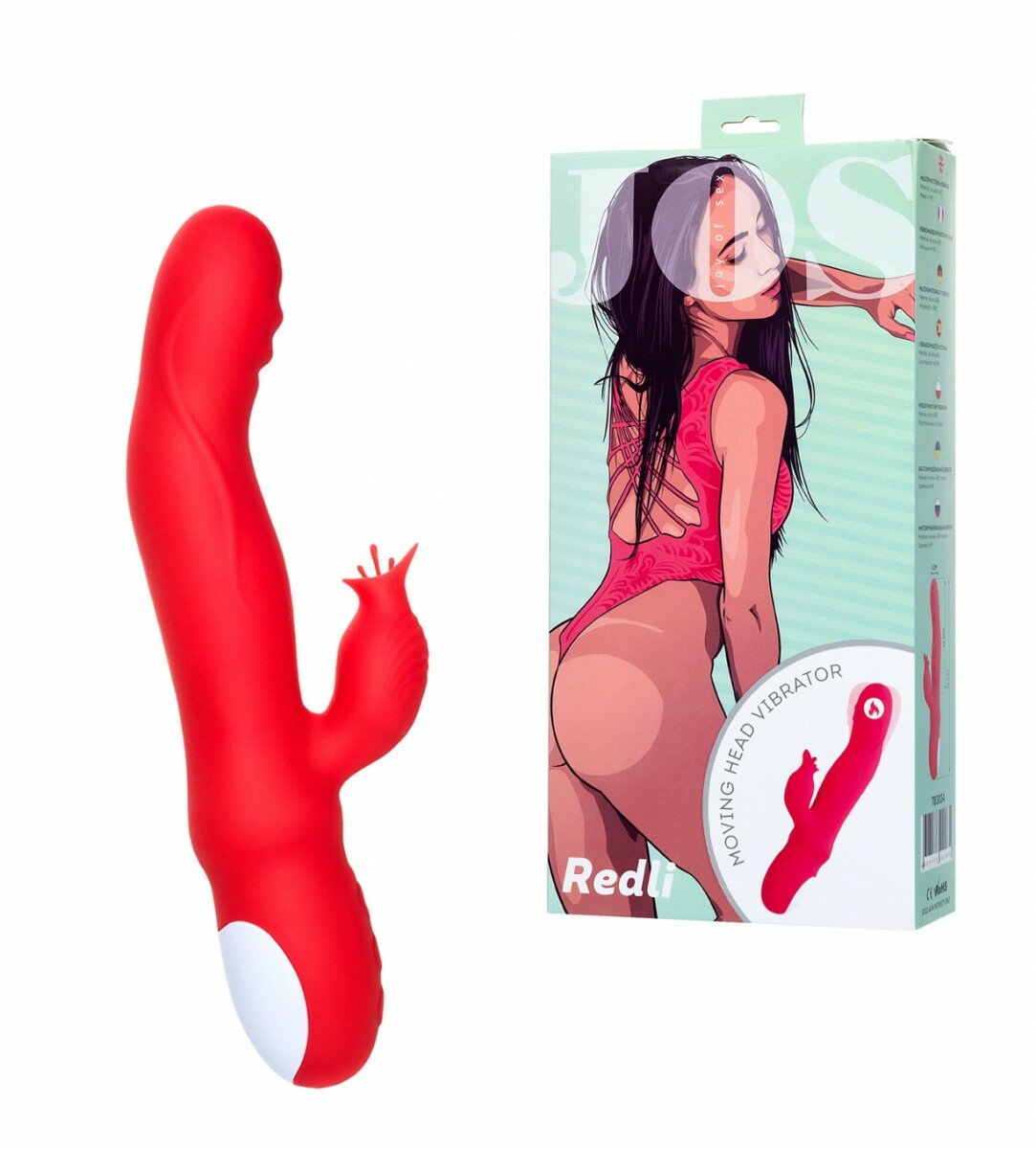 Вибратор «JOS Redli» с двигающейся головкой 10 режимов красный