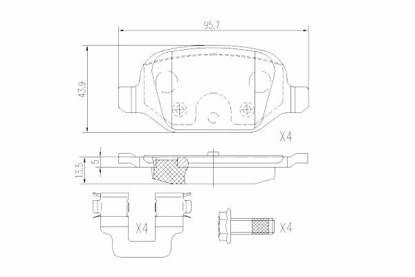 Zekkert Колодки тормозные задние для Lada Vesta 15- Xray 16- Fiat Panda (169_) 04- 500 (312_) 07- Lancia Mu