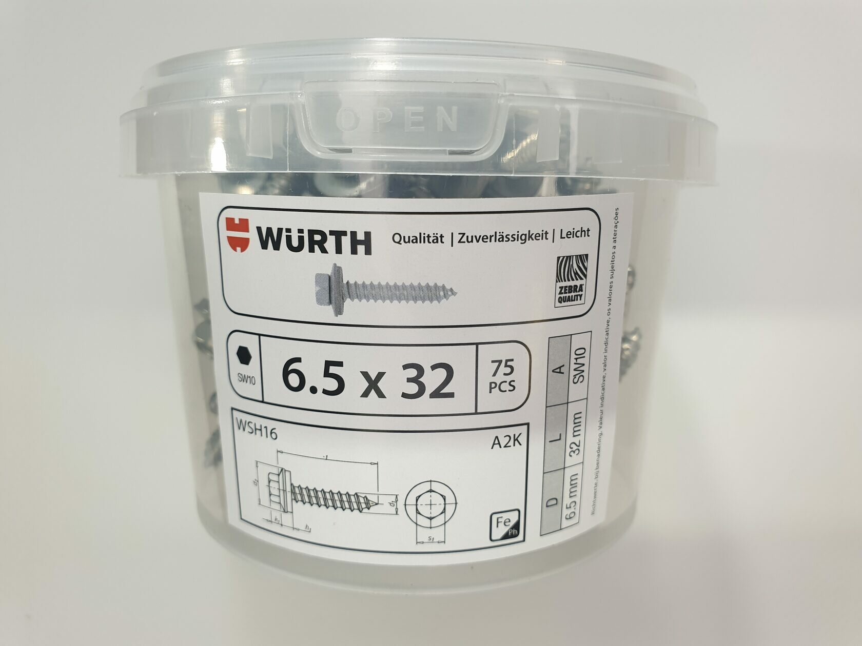Фасадный винт 6.5x32 Шайба 16 мм (75 pcs) WURTH, Германия