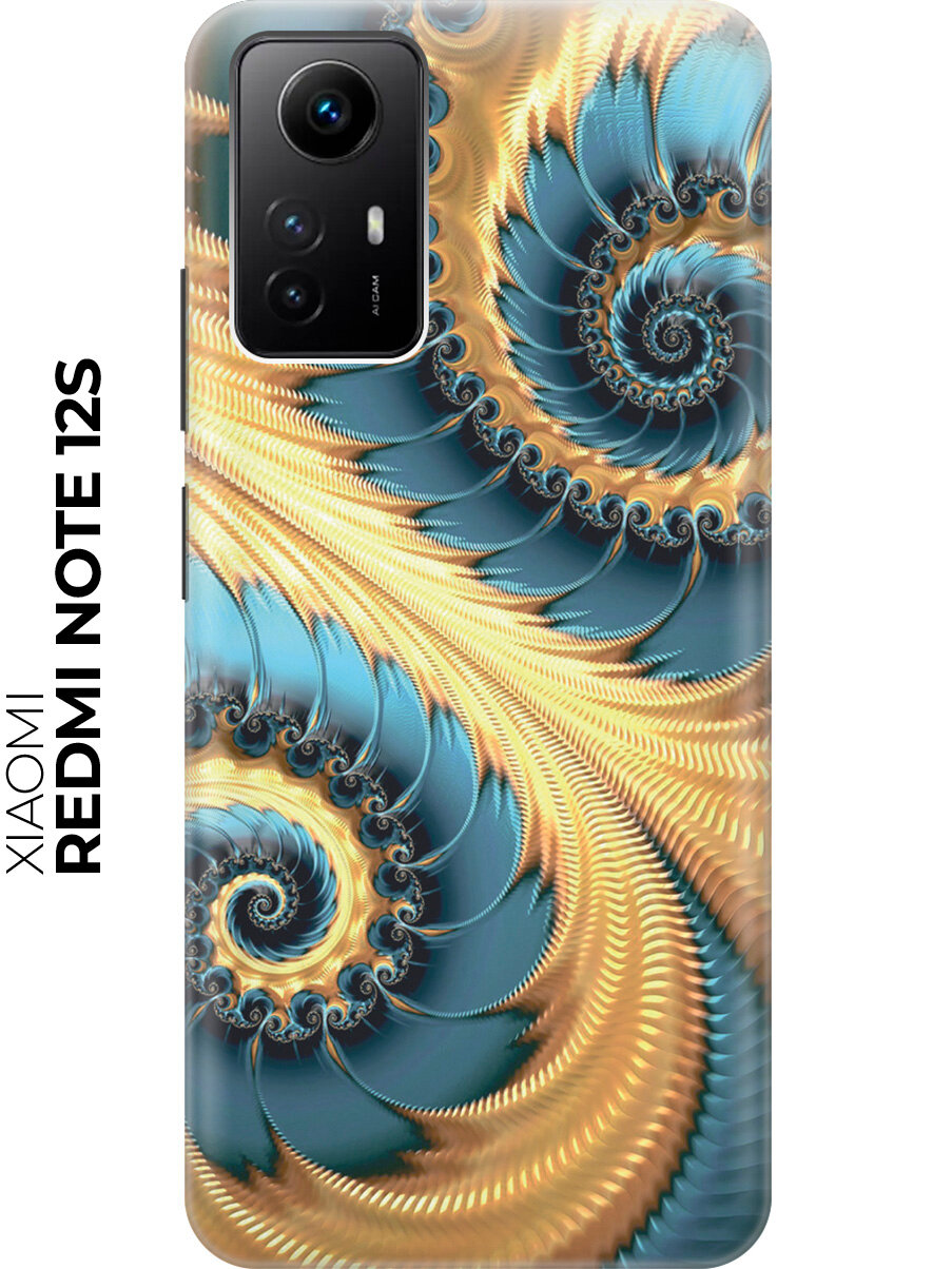Силиконовый чехол на Xiaomi Redmi Note 12s / Сяоми Редми Ноут 12с с рисунком "Сине-золотые узоры"