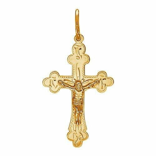 Крестик, серебро, 925 проба, золочение