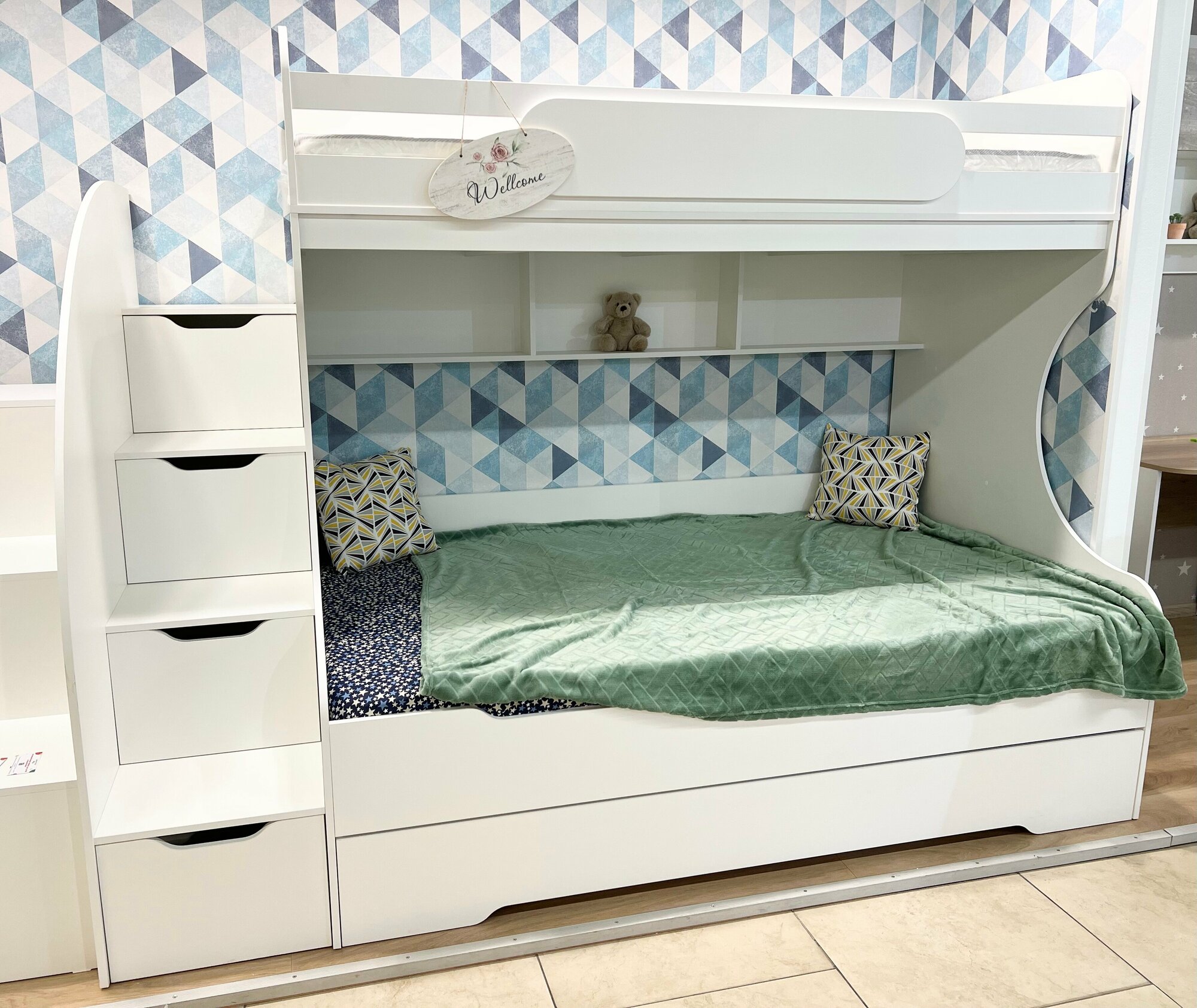 Кровать 3-х ярусная Биг 120х200 (цвет белый)