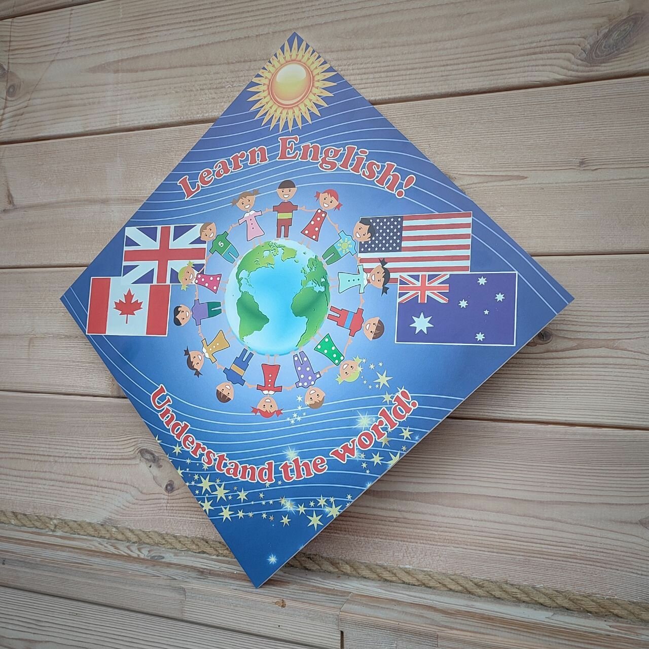 Информационный стенд для кабинета Английского языка "Learn English! Understand the world!" (500х500мм)