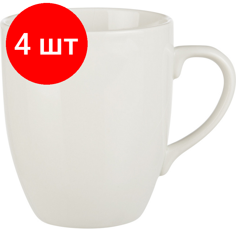 Комплект 4 штук, Кружка 300мл фарфор белая (3С0066)