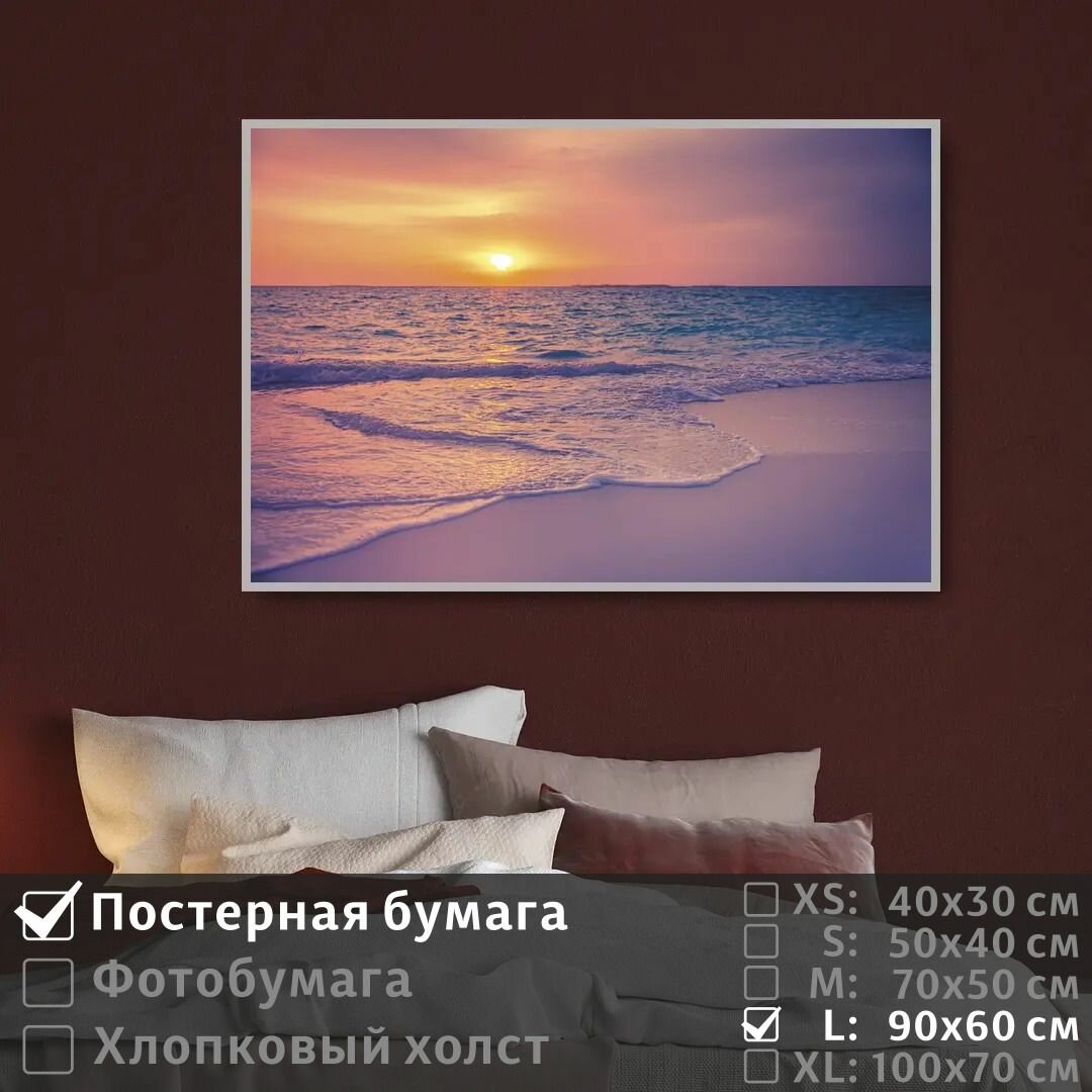 Постер на стену Закат На Берегу Моря 90х60 см ПолиЦентр