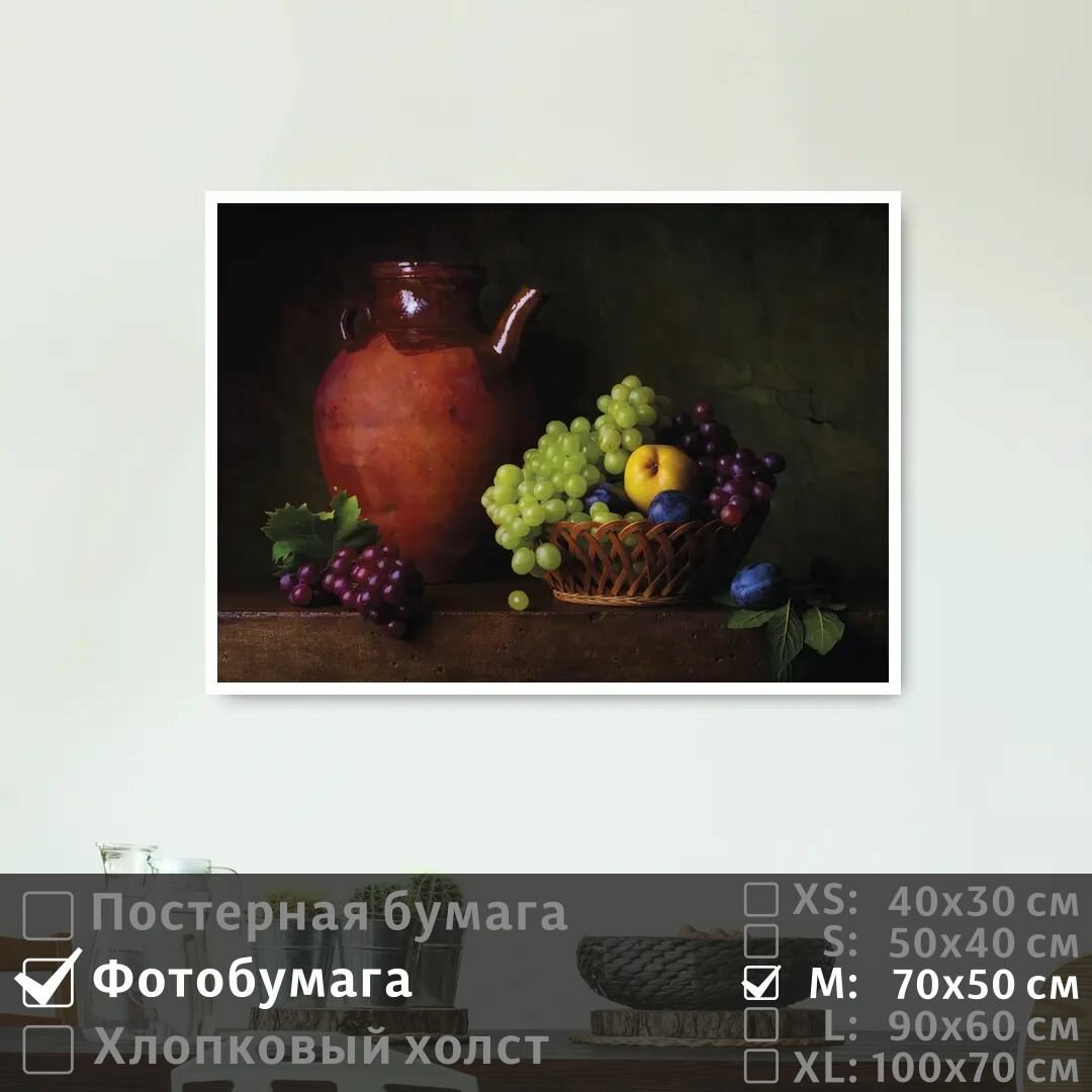 Постер на фотобумаге Кувшин С Фруктами В Корзинке 70х50 см ПолиЦентр