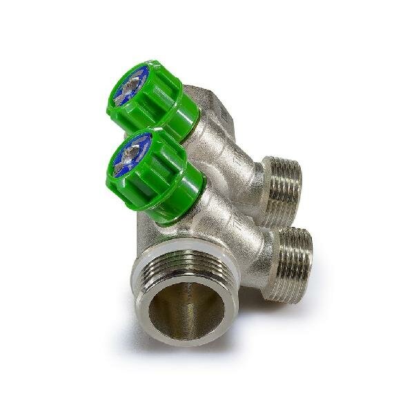 TIM Коллектор регулируемый 45° ЕК 1" х 3/4ш (евроконус) - 2 выхода MR135NE-1-2