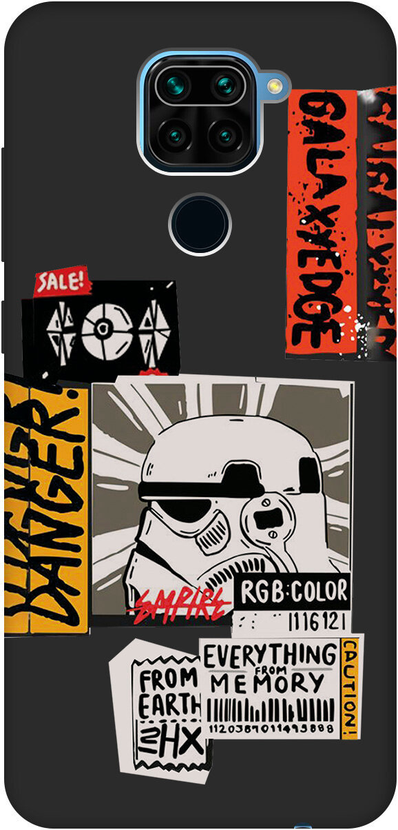 Матовый Soft Touch силиконовый чехол на Xiaomi Redmi Note 9, Сяоми Редми Ноут 9 с 3D принтом "Stormtrooper Stickers" черный