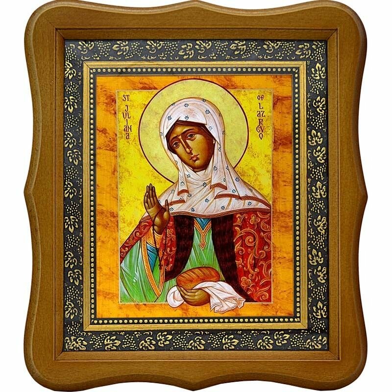 Иулиания Лазаревская, Муромская праведная. Икона на холсте. (17 х 21 см / В деревянном киоте под стеклом).