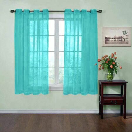 Короткий тюль на люверсах цвет бирюзовый Цена за -2 шт. КОР-ЛЮВ-1 шир. ( 135 см выс. 180см)