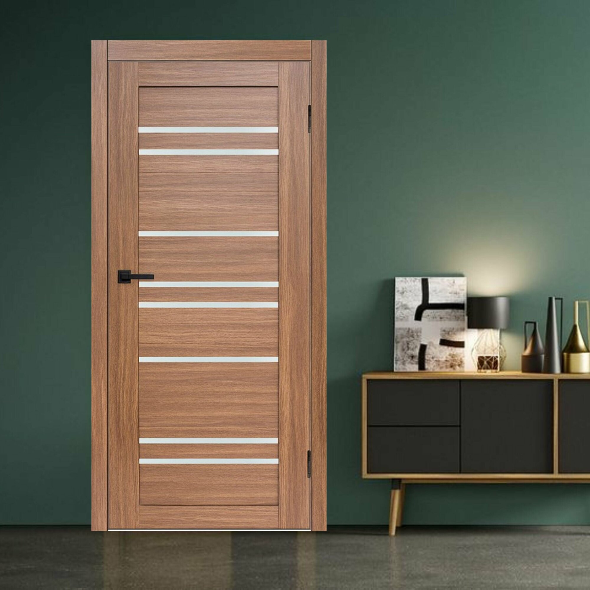 Дверь межкомнатная Сигма-22 Орех Paputin's Doors 900 х 2000 мм Остекленная