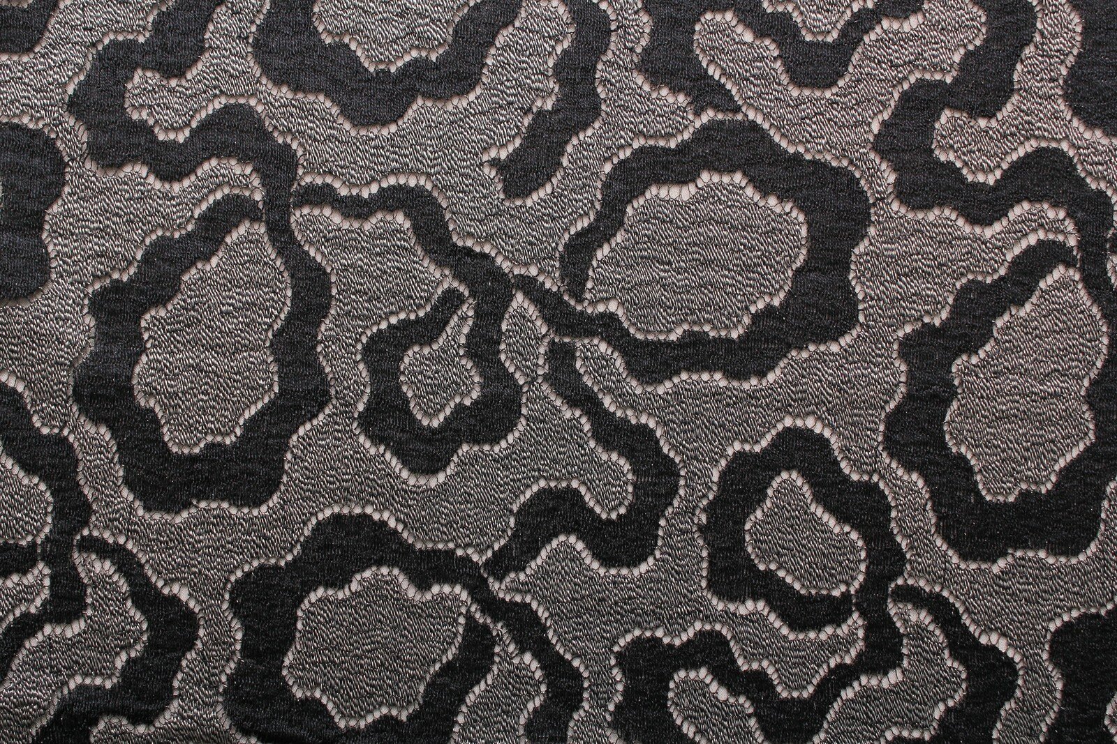 Ткань Кружево Solstiss серо-чёрное, плотное с фестоном, ш90см, 0,5 м
