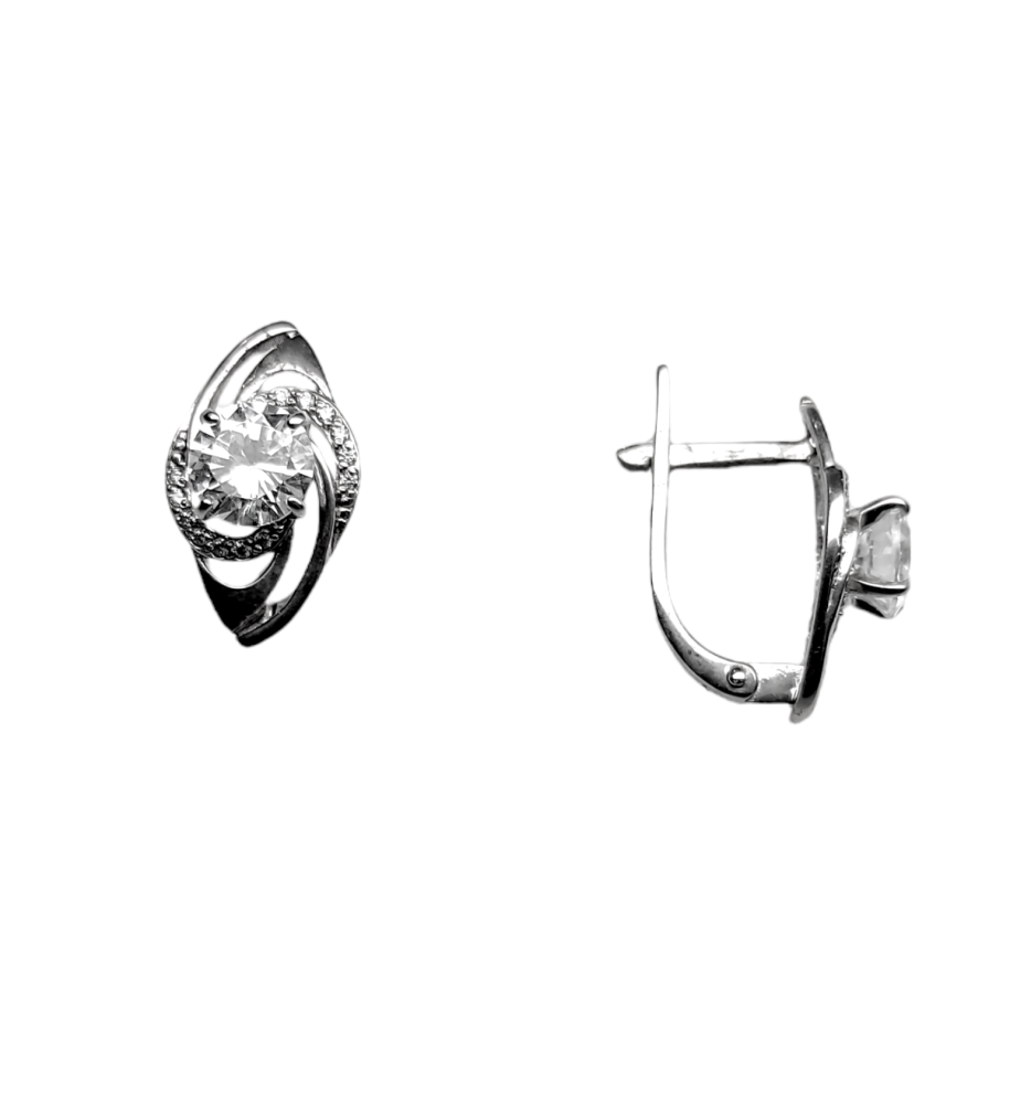 Серьги, серебро, 925 проба, фианит