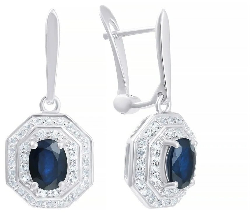 Серьги, серебро, 925 проба, корунд, топаз