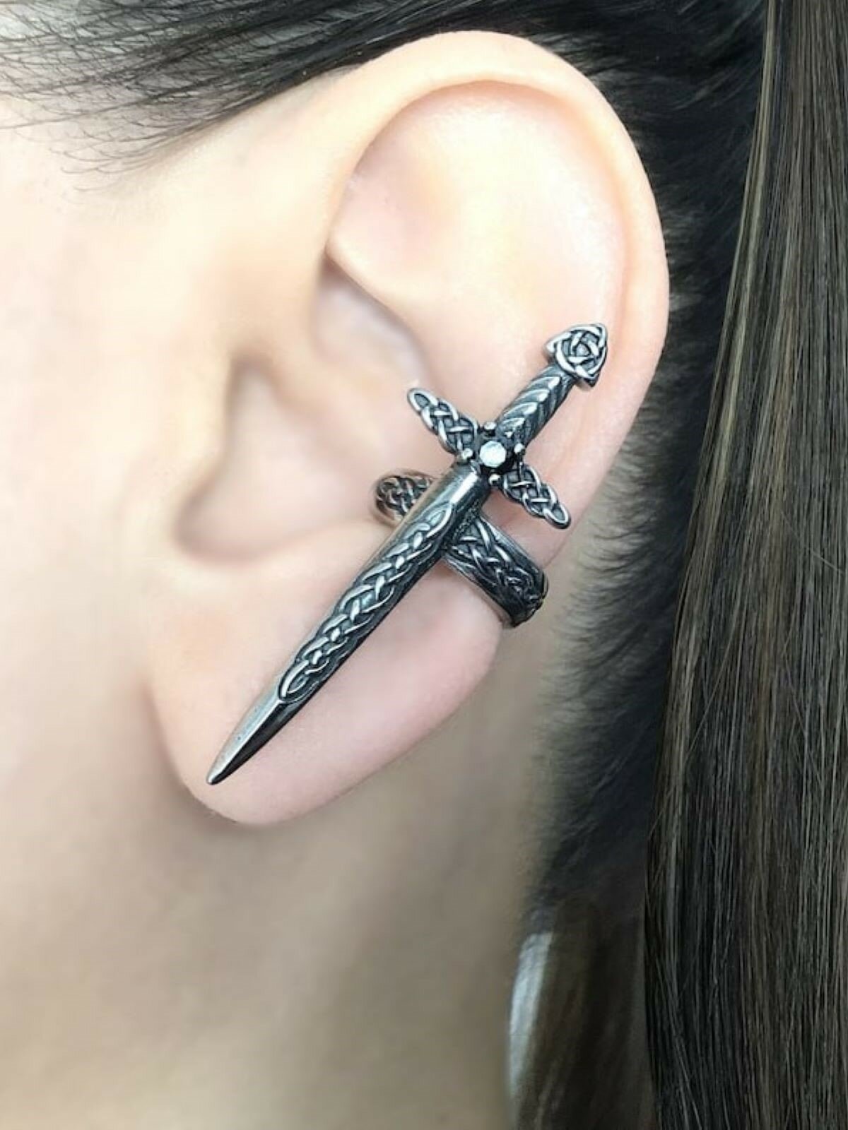 Серьги-трансформеры, металл, циркон, фианит