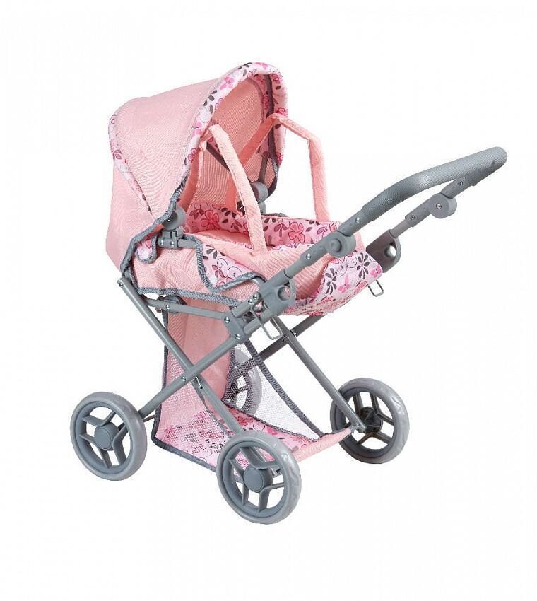Melobo Коляска- люлька для кукол персиковая с цветочной отделкой 9346/цвeт№3 с 3 лет
