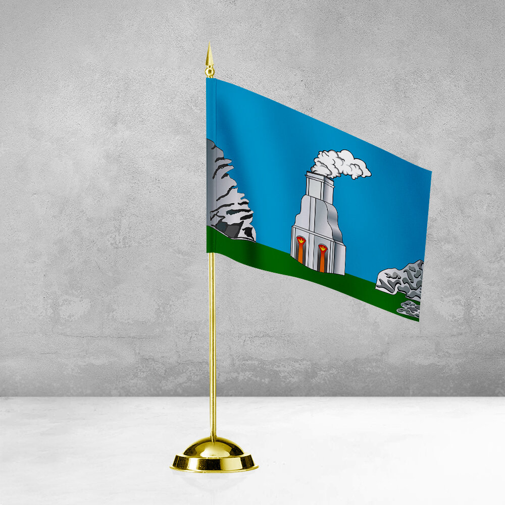 Настольный флаг Барнаула на пластиковой подставке под золото