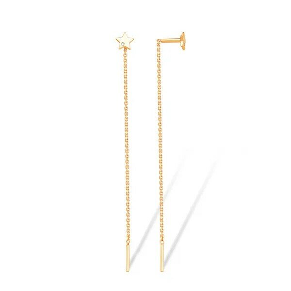 Серьги, красное золото, 585 проба, фианит