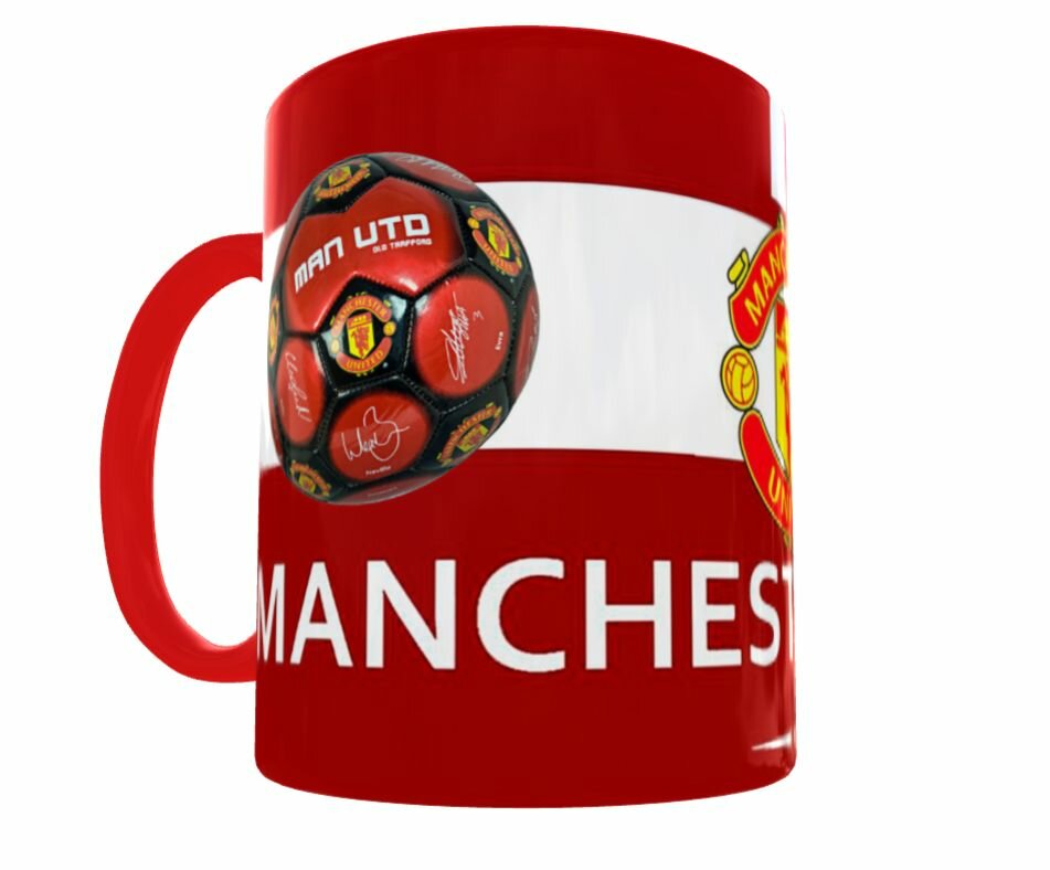 ФК МЮ /Манчестер Юнайтед/ Manchester United/Кружка (Бокал) премиум класса футбольный клуб Манчестер Юнайтед / Идеальный бокал, для идеального болельщика, идеального клуба/ Авторская, Новинка, Красная -цвет клуба, Идеальная, Уникальная, с мячами Манчестера