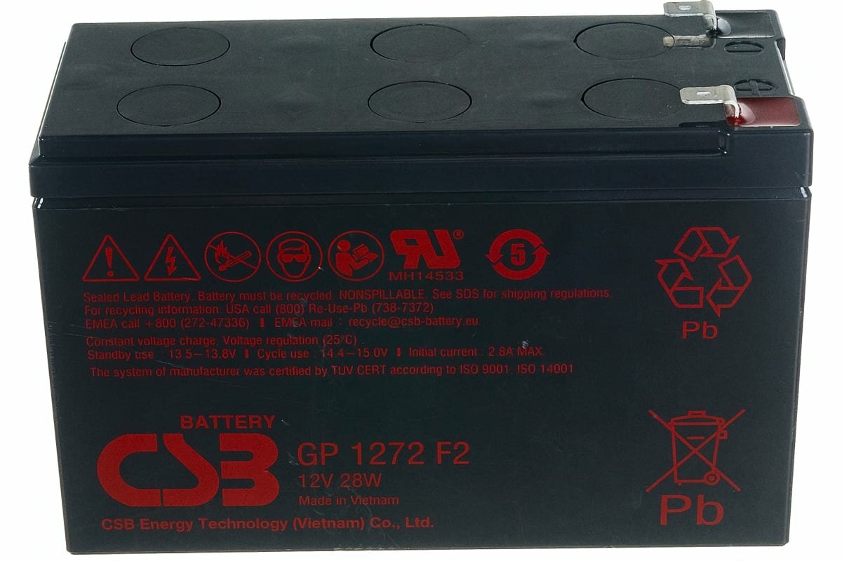 CSB Аккумулятор для ИБП GP1272 F2 (12V28W) 12В 7,2 Ач УТ-00000100