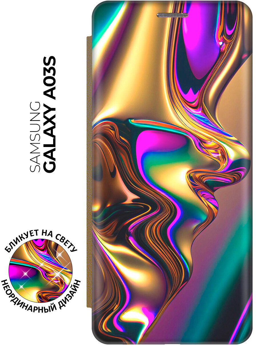 Чехол-книжка на Samsung Galaxy M52 5G с принтом "Золотистая абстракция" золотой