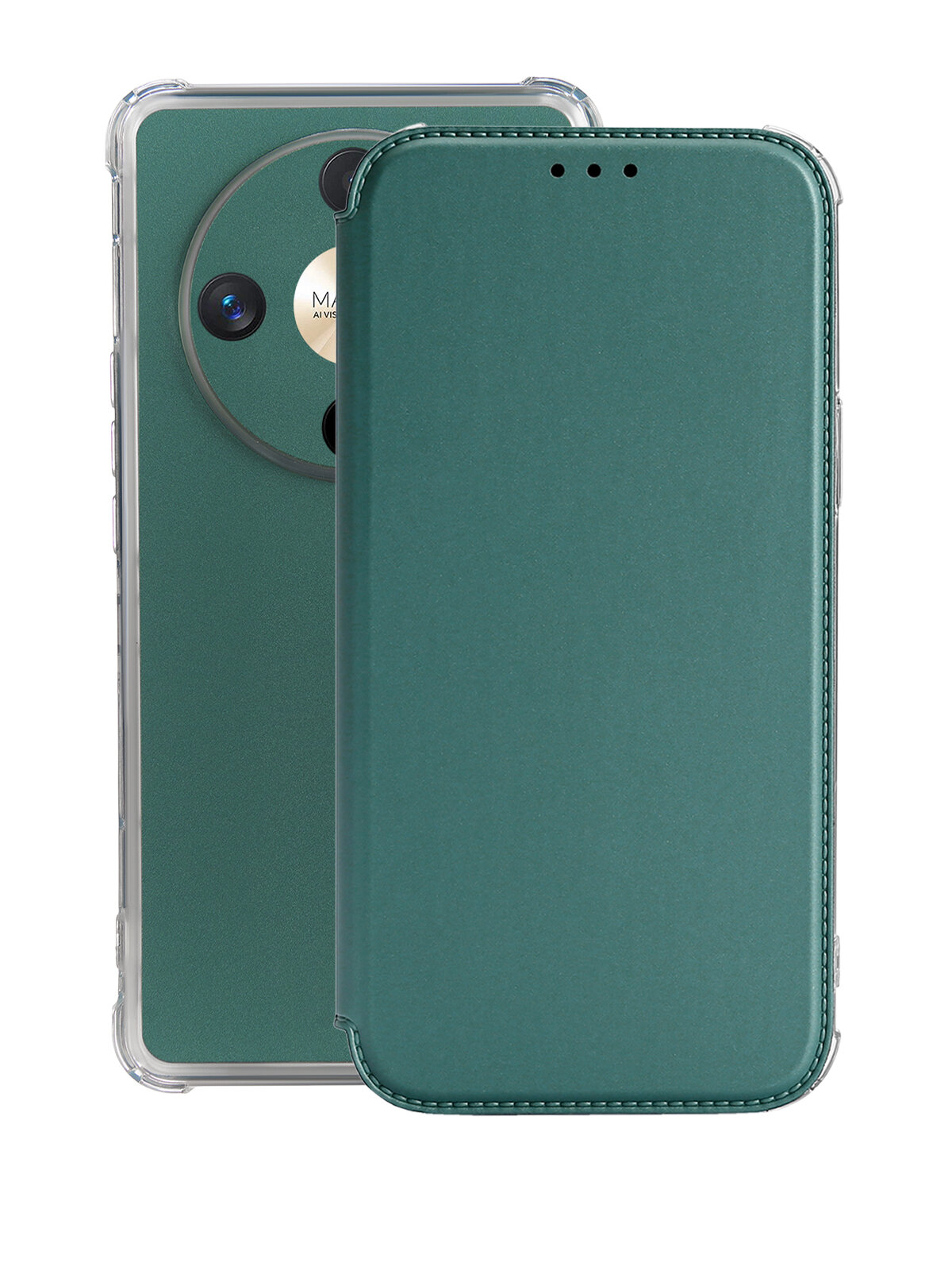 Чехол книжка на Honor X9B с противоударным бампером с усиленными углами на хонор х9б Темно-зеленый