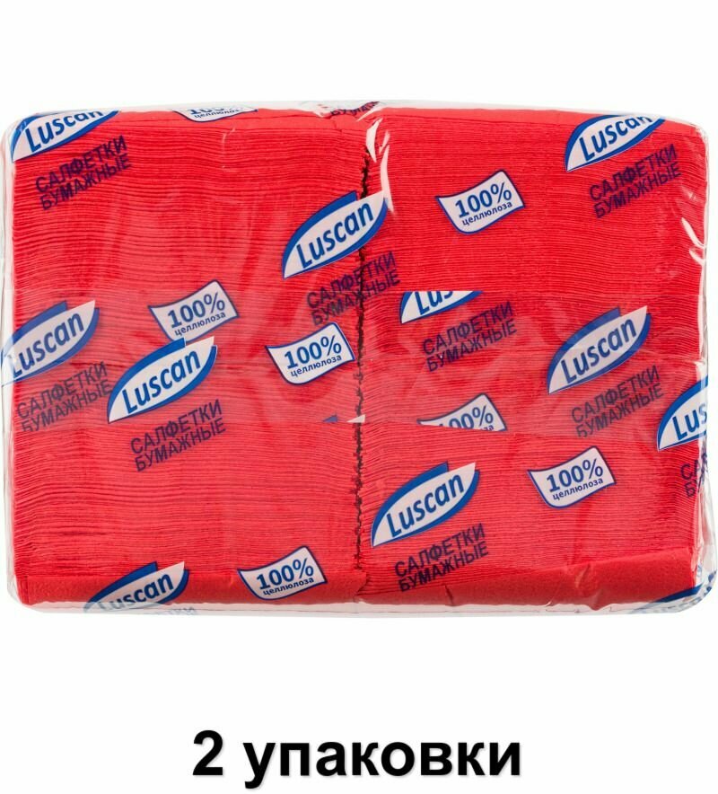 Luscan Бумажные салфетки Profi Pack, 1 сл, 24х24 см, красные, 400 шт, 2 уп