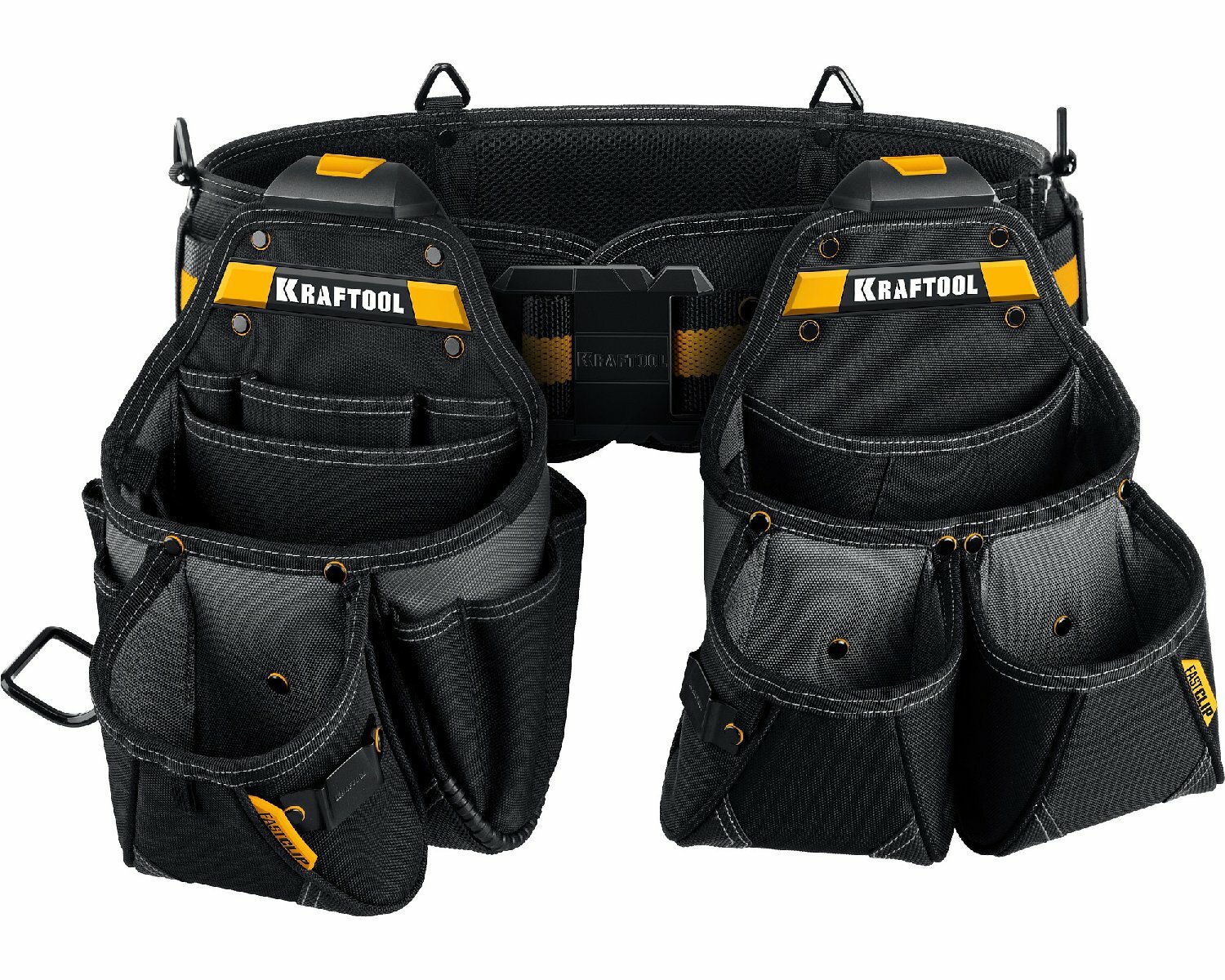 Пояс монтажника KRAFTOOL с 2 сумками 32 карманами регулируемым ремнем 80-122 см