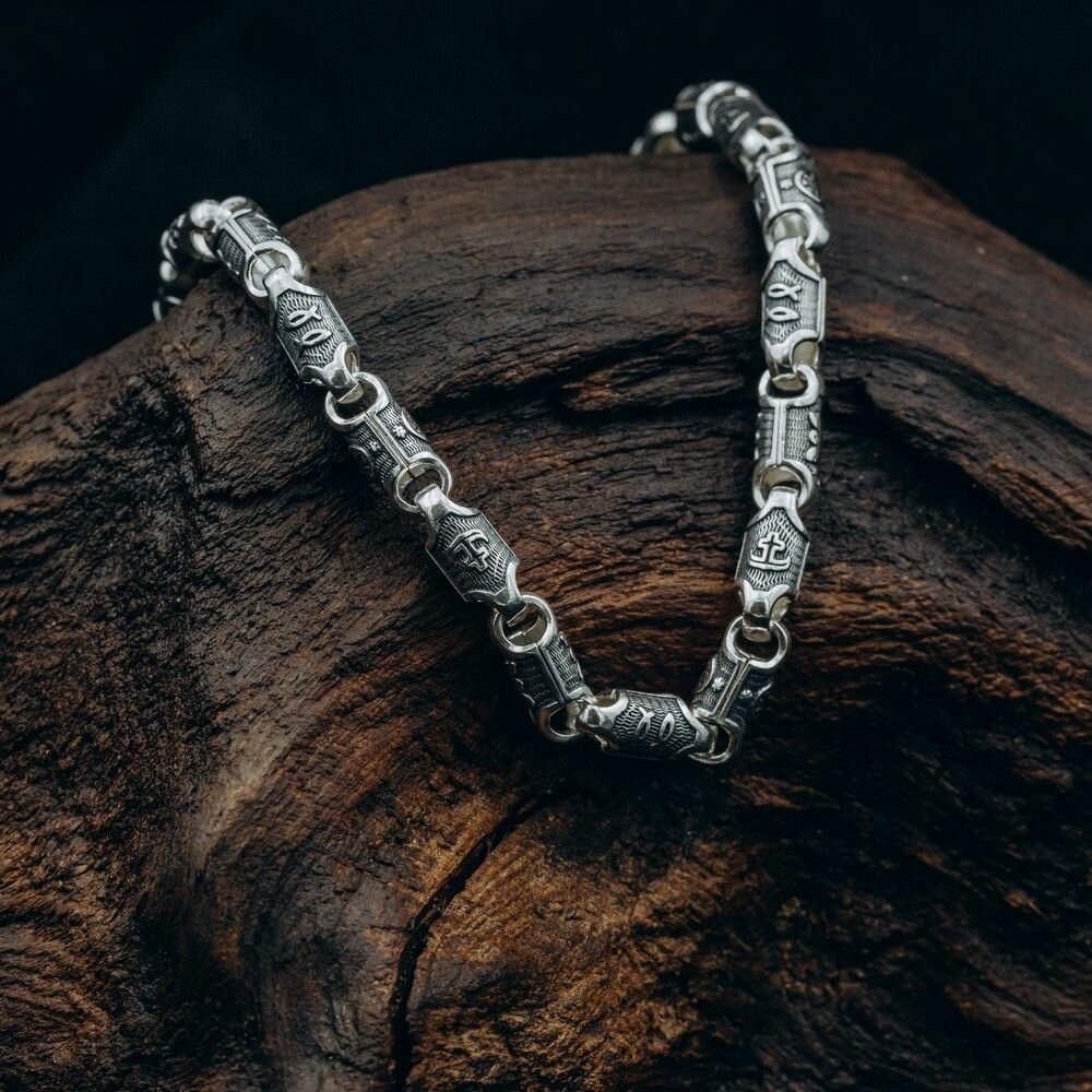 Браслет-цепочка, серебро, 925 проба, чернение