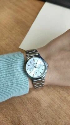 Наручные часы CASIO, серебряный, голубой — фото 1