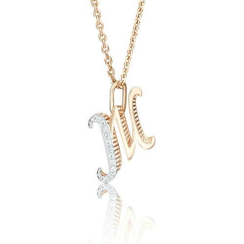 Подвеска, красное золото, 585 проба, фианит