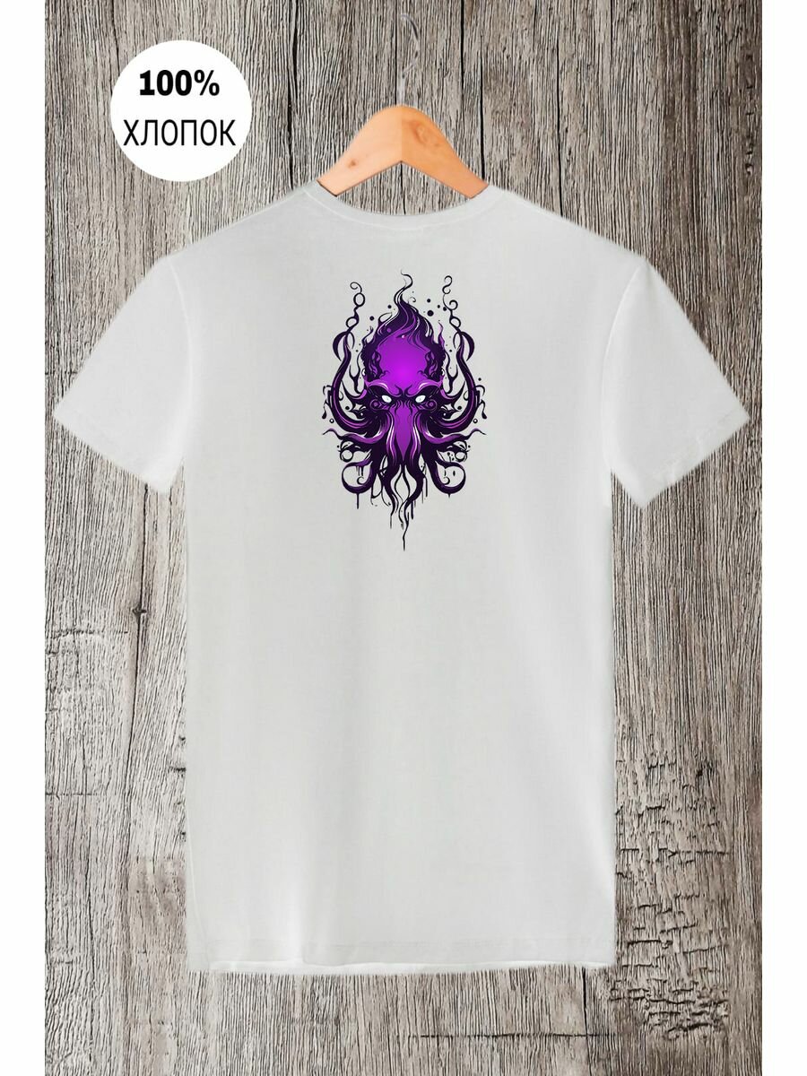 Футболка осьминог фиолетовый злой