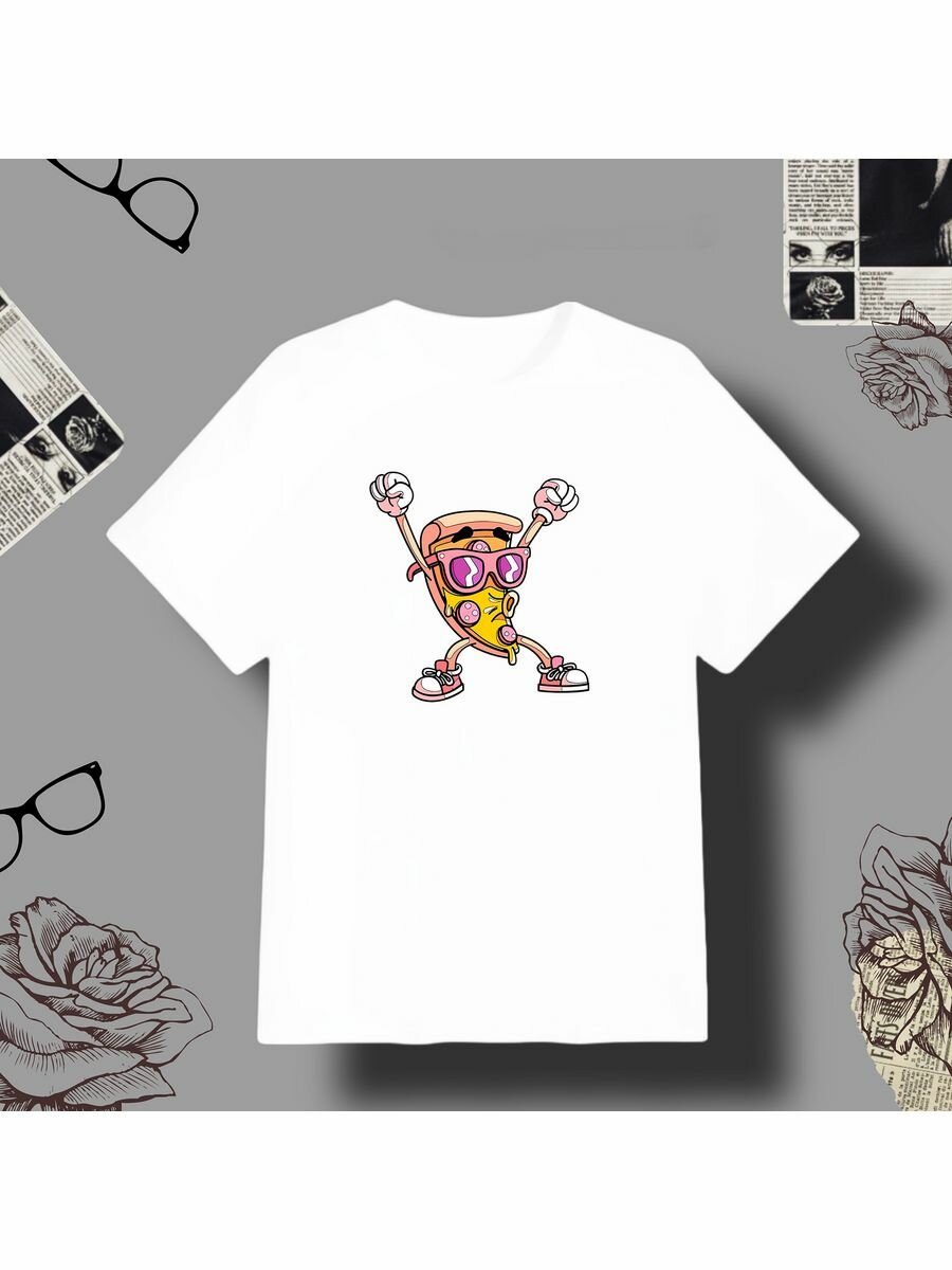 Футболка пицца в очках