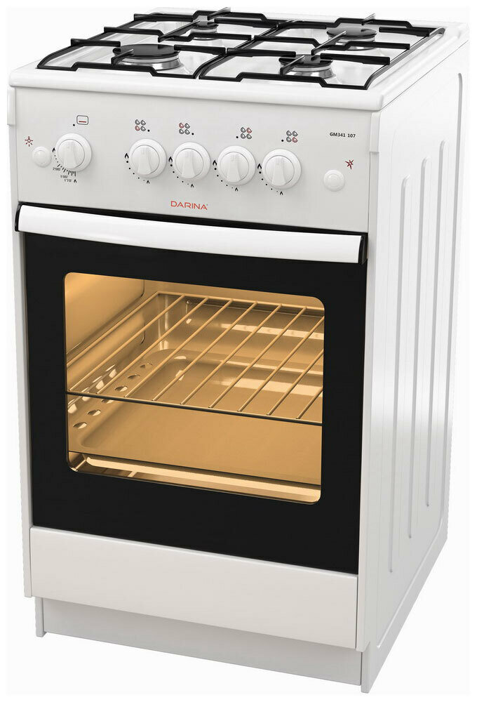 Плита газовая DARINA 1B GM341 107 W, 10600 Вт, традиционная очистка, белая