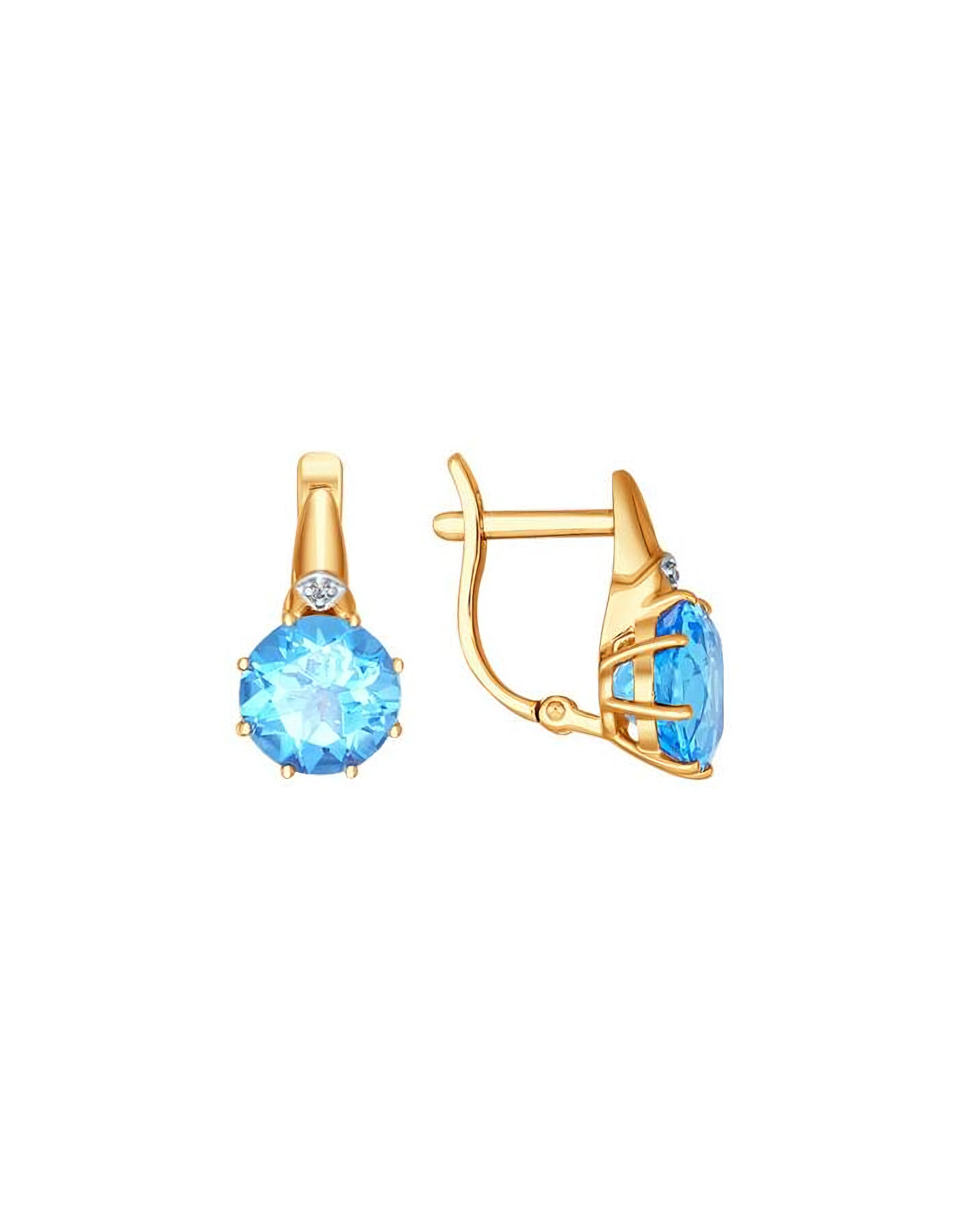 Серьги, красное золото, 375 проба, топаз