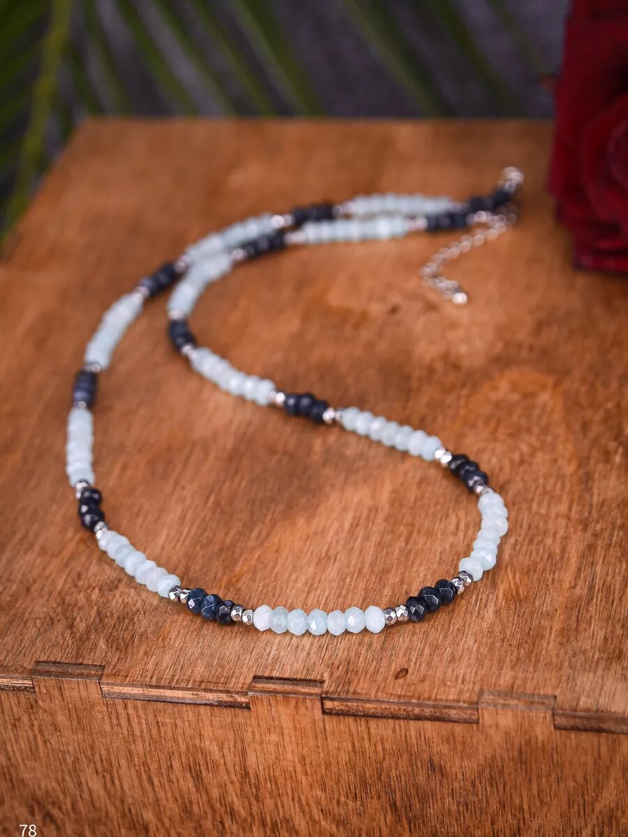 Колье Роскошь ЗОЛОТА, гематит, аквамарин