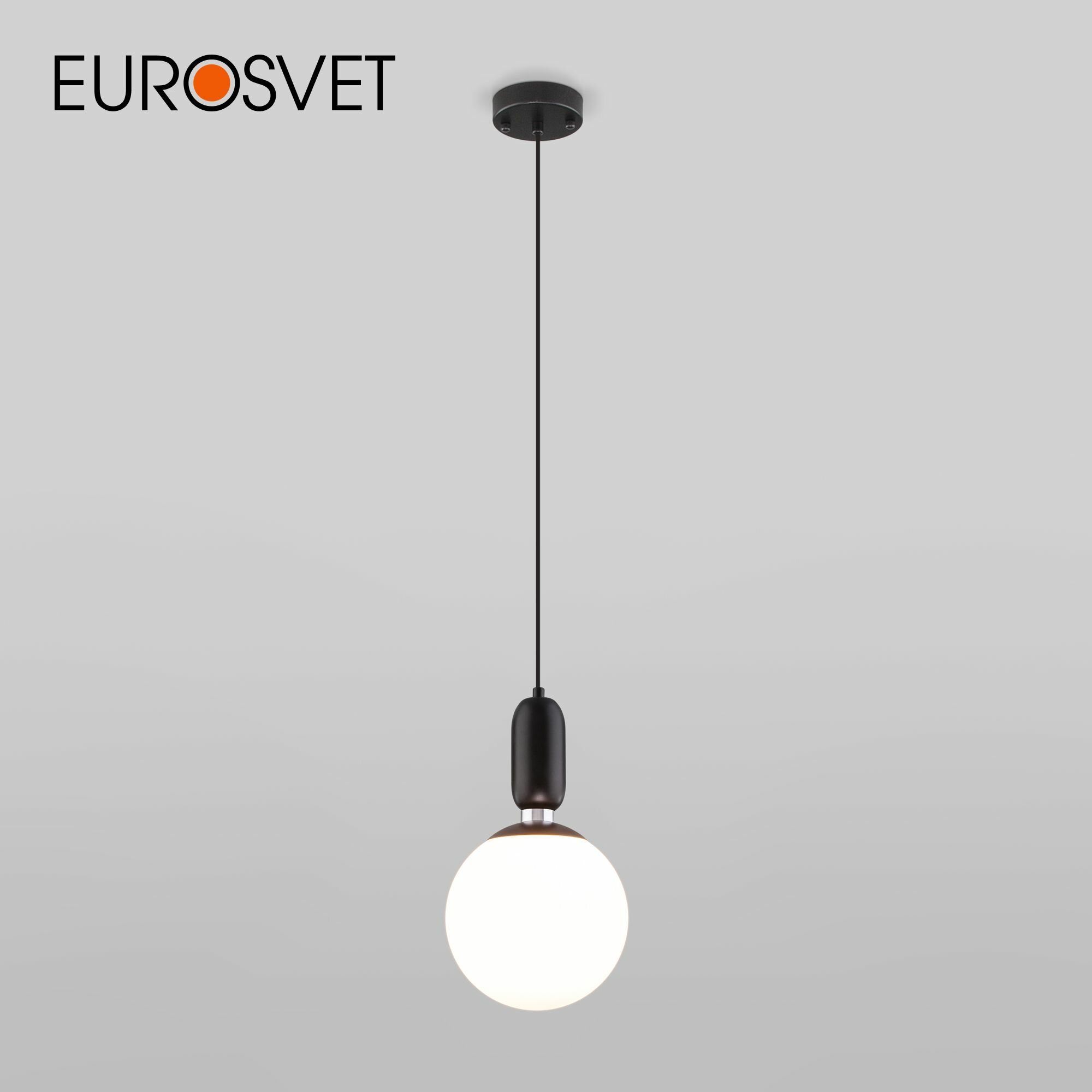 Подвесной светильник со стеклянным плафоном Eurosvet Bubble 50197/1, E27, 60 Вт, черный