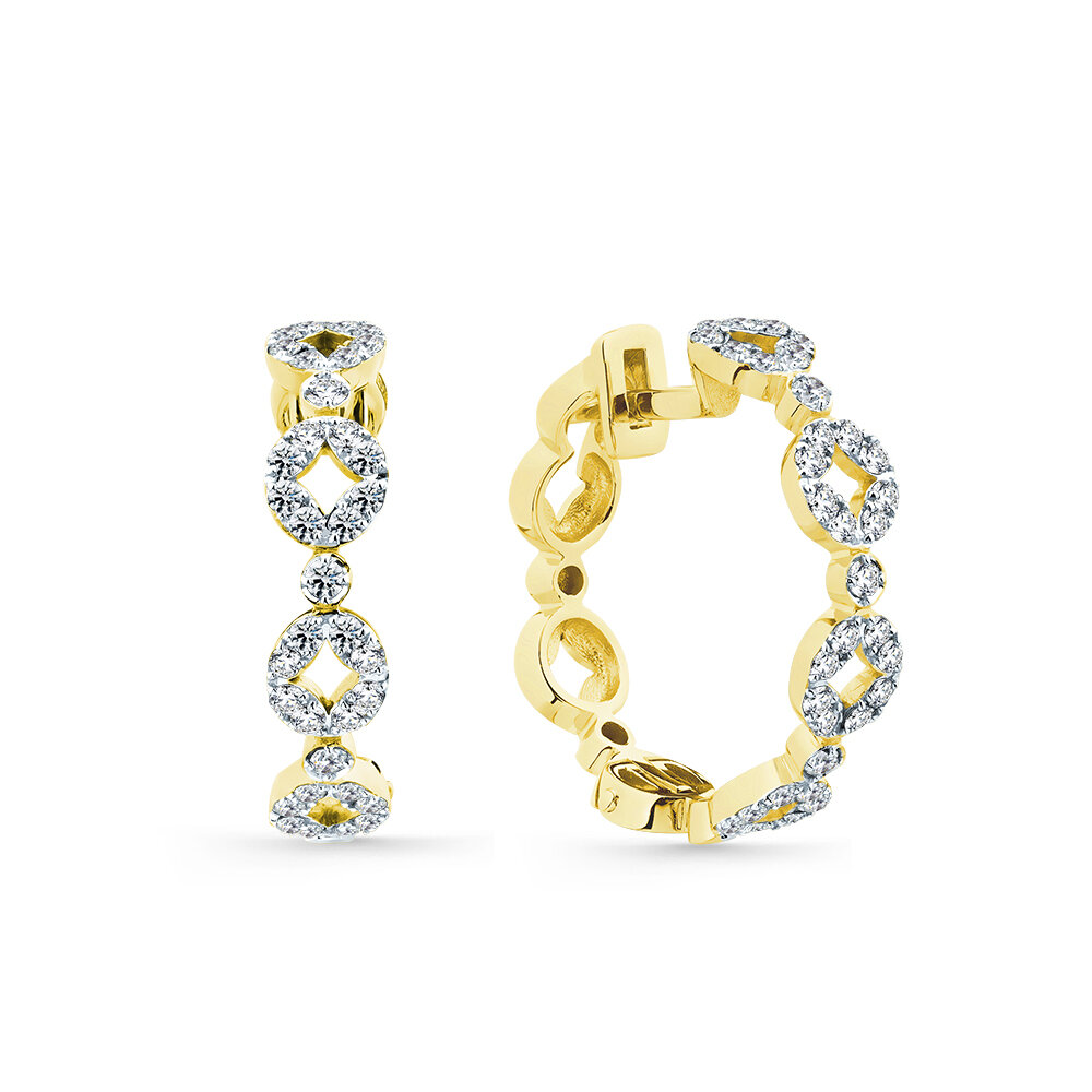 Серьги, желтое золото, 585 проба, бриллиант