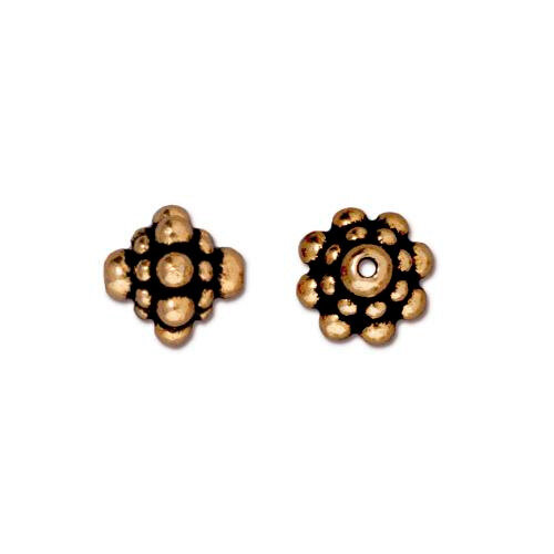 Бусина металлическая, 8мм, TierraCast, биконус с пупырышками, базовый материал - оловянный сплав, позолоченный с чернением, 1 шт.