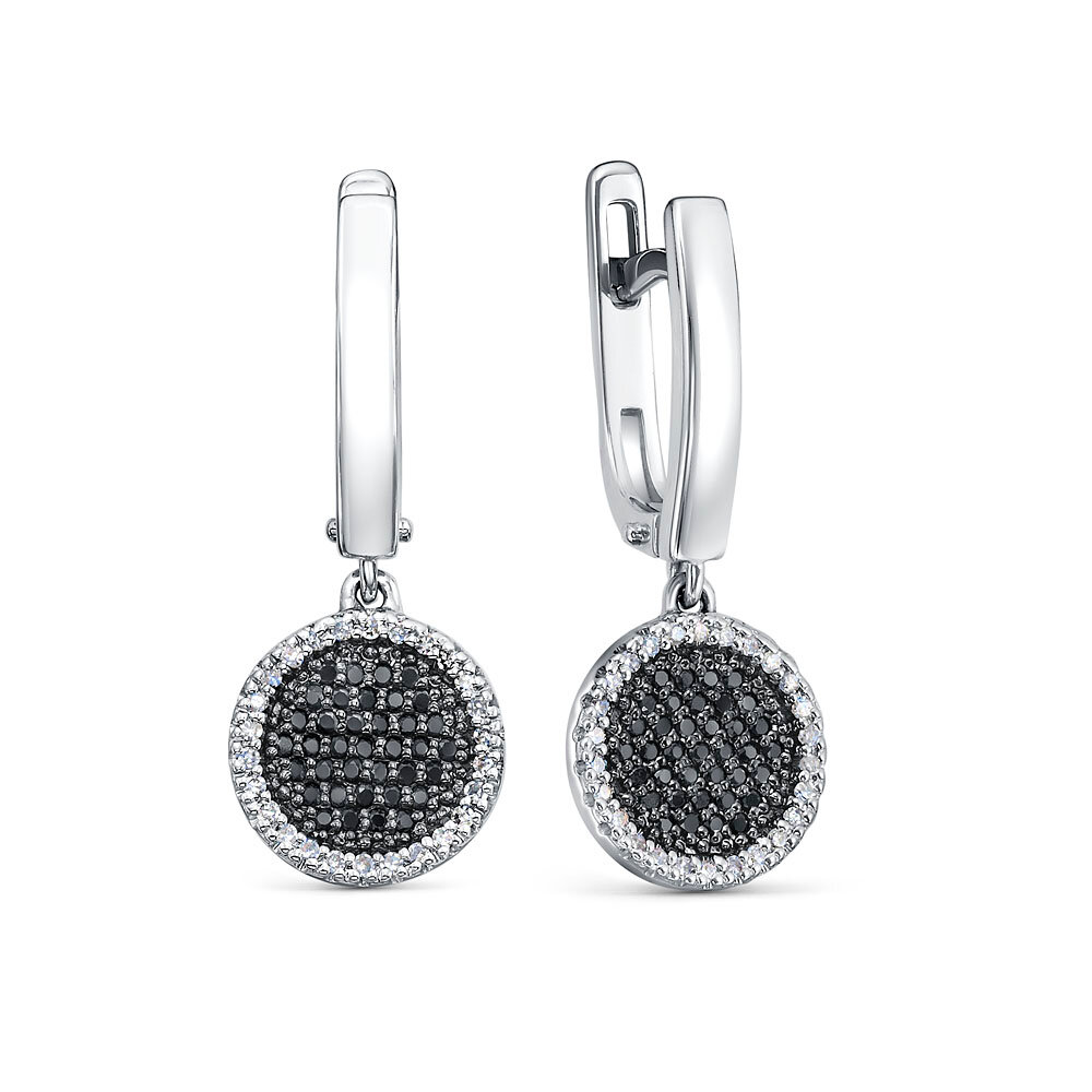 Серьги с подвесками, белое золото, 585 проба, бриллиант