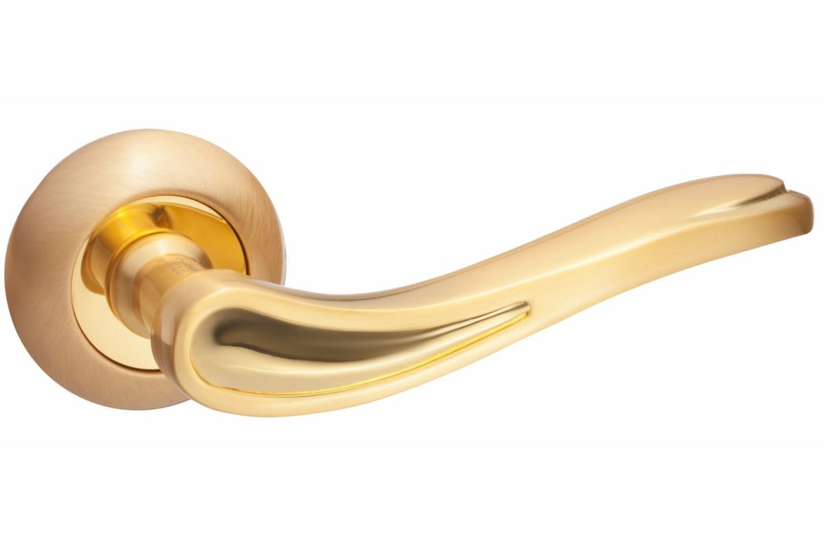 Ручка дверная Ренц "Эмилия" латунная матовая и латунная блестящая INDH 49-08 SG/GP