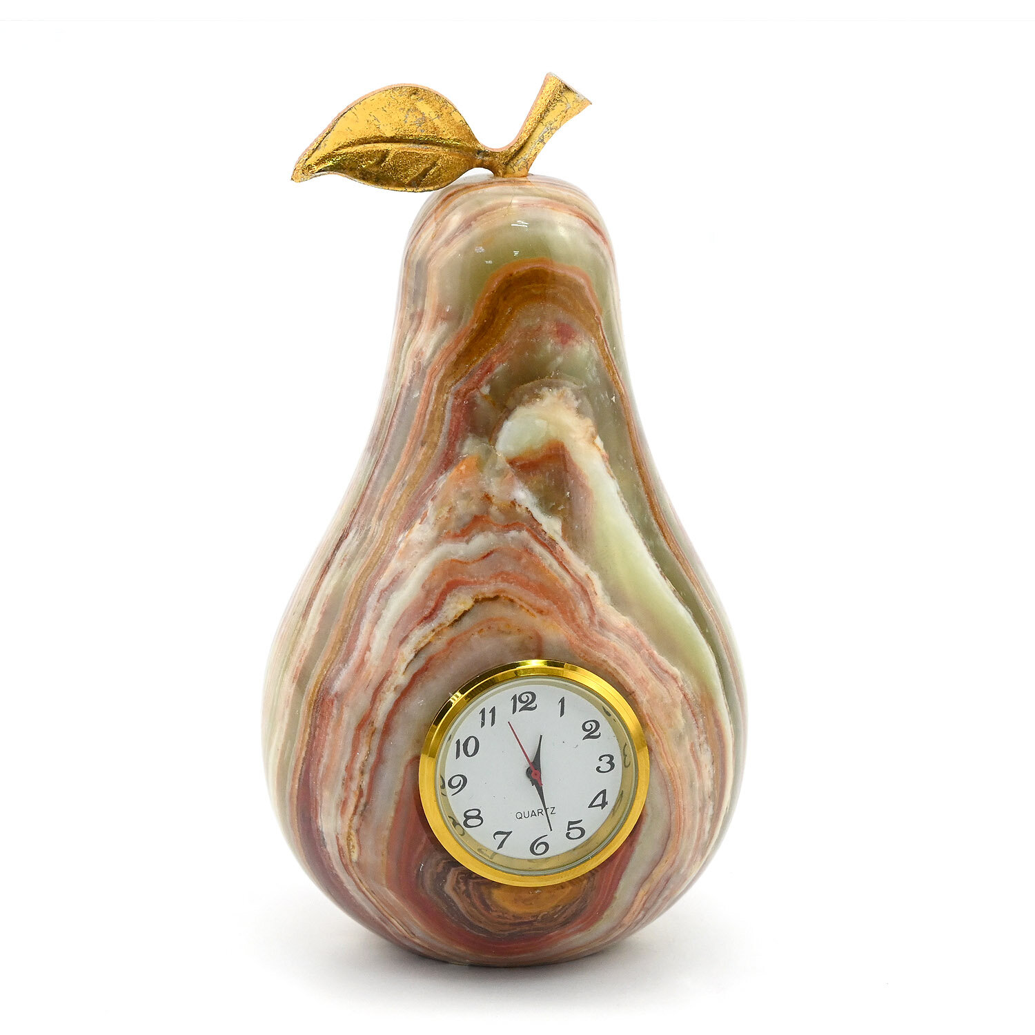Часы груша из природного камня оникс 75*75*135мм .
