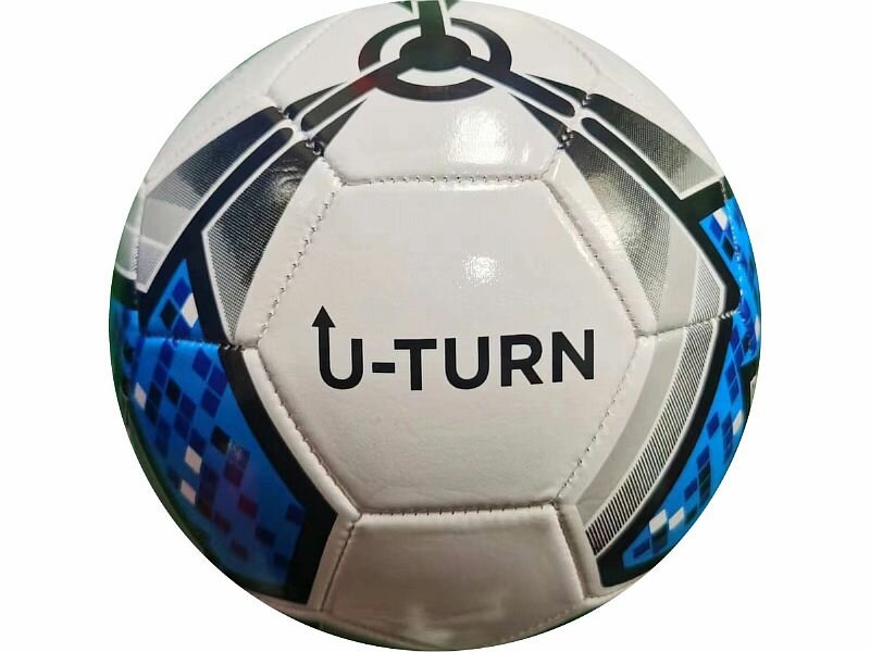 Мяч футбольный №5 (68-70см, белый с синим, в пакете) МБ-2418, (Рыжий кот)