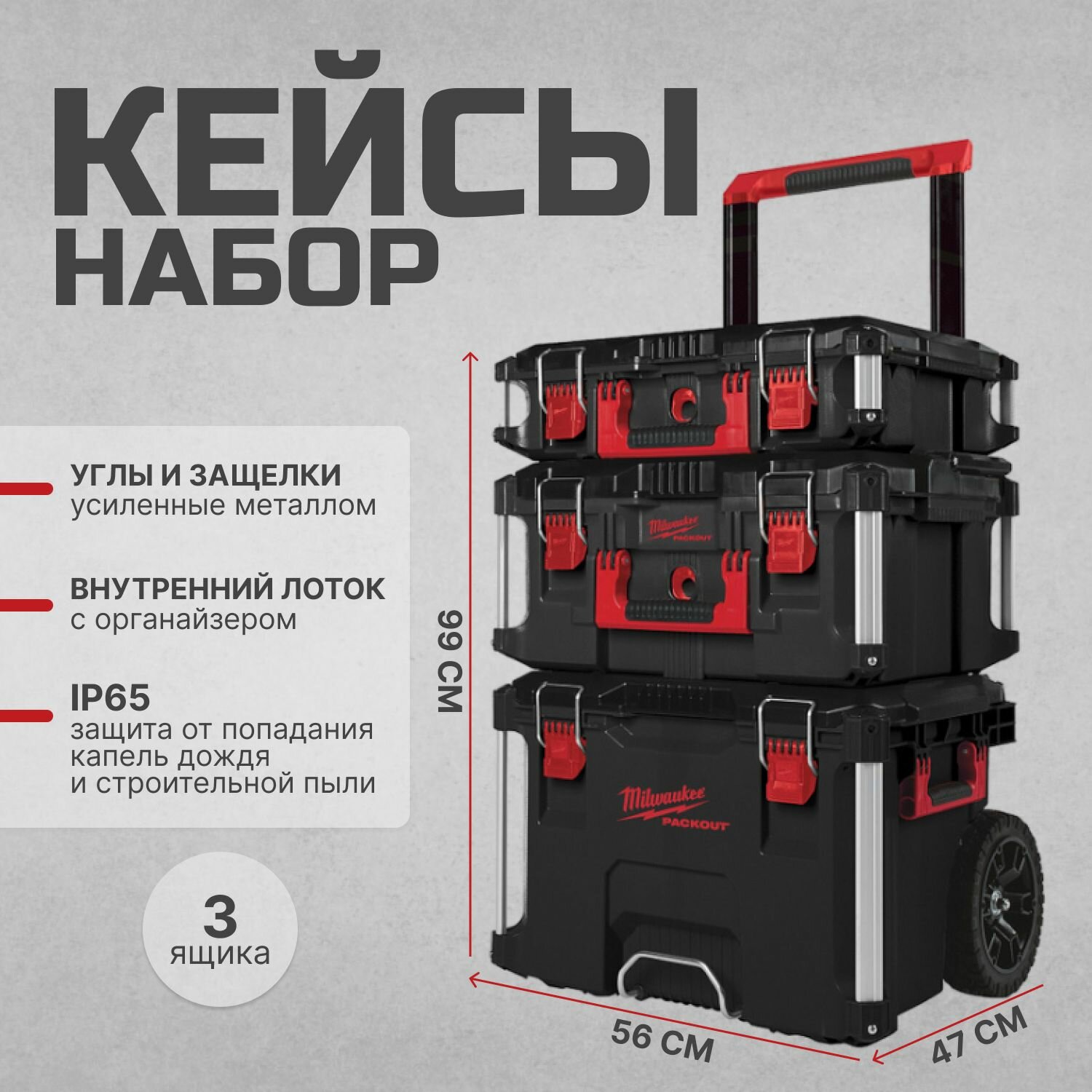 Набор инструментальных ящиков Milwaukee 4932464244
