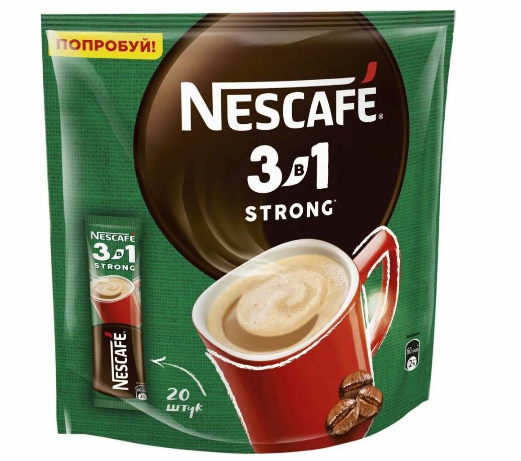 NESCAF Кофе растворимый Крепкий, 20 пак х 14,5 г