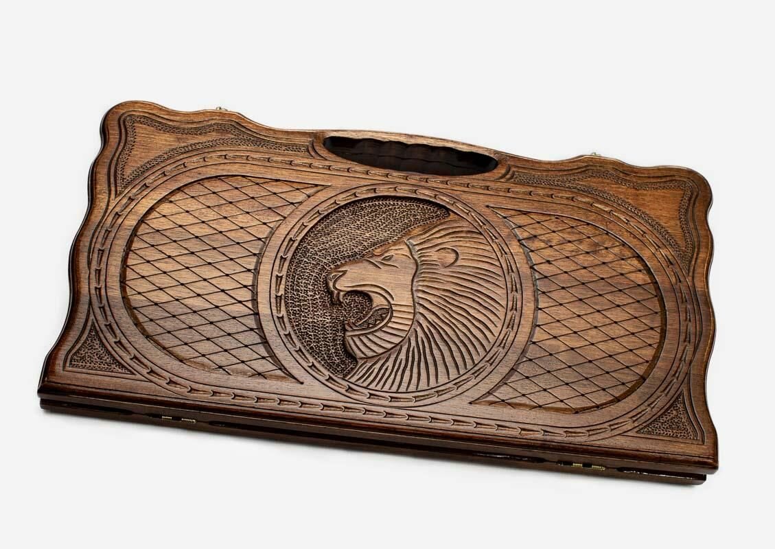 Нарды Резные "Царство Льва" с ручкой, большие 60см