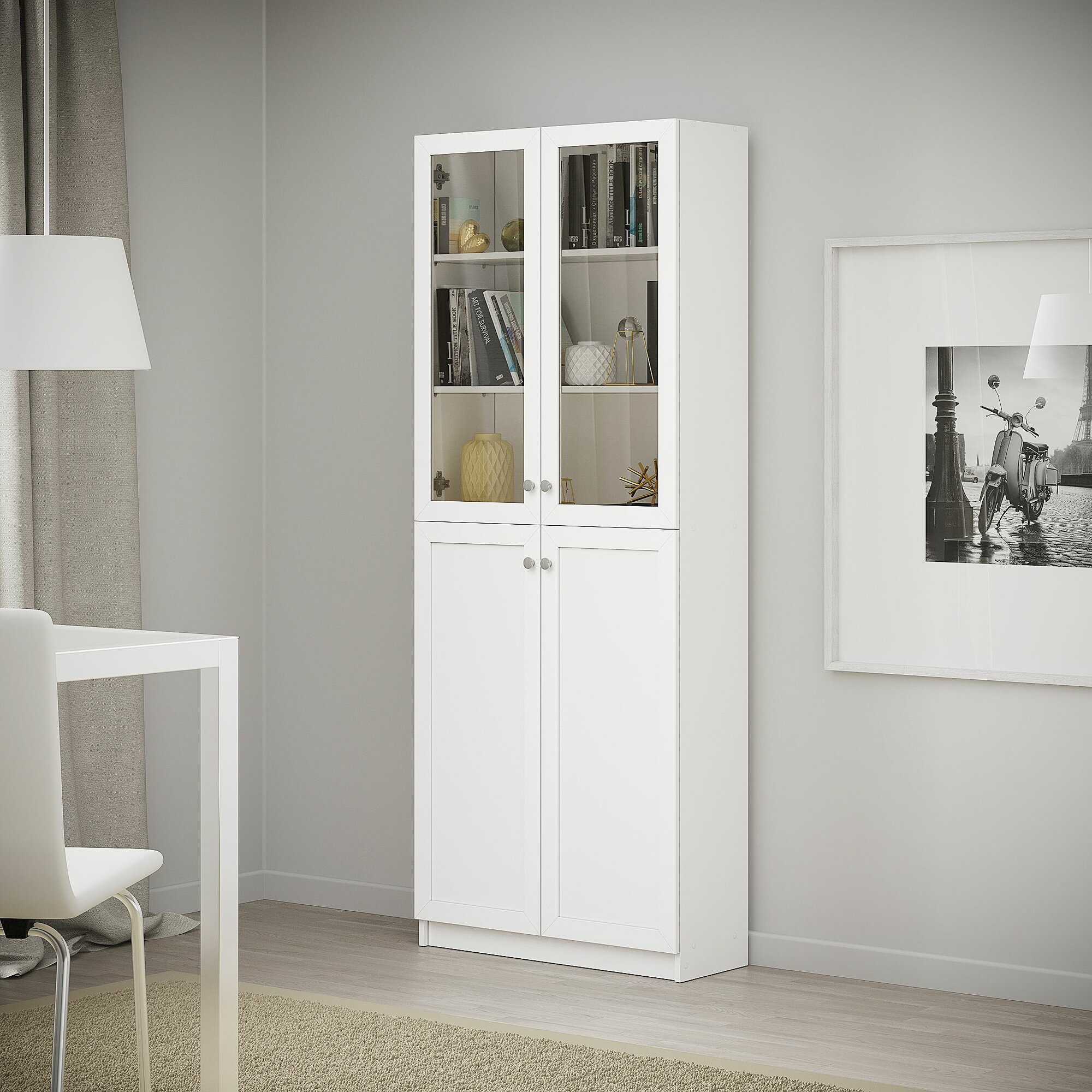 Стеллаж, 90х30х230см, напольный Барни 21 С полками, Для игрушек, Деревянный, ЛДСП белый, FRESH мебель