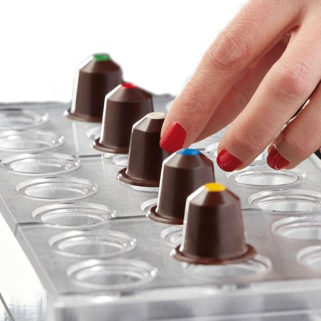 Форма поликарбонатная для конфет пралине капсулы кофе Pavoni / Формочка кулинарная из пластика для приготовления шоколадных фигурок / Молд кондитерский для шоколада / Трафарет для сладостей / Товары для кондитеров